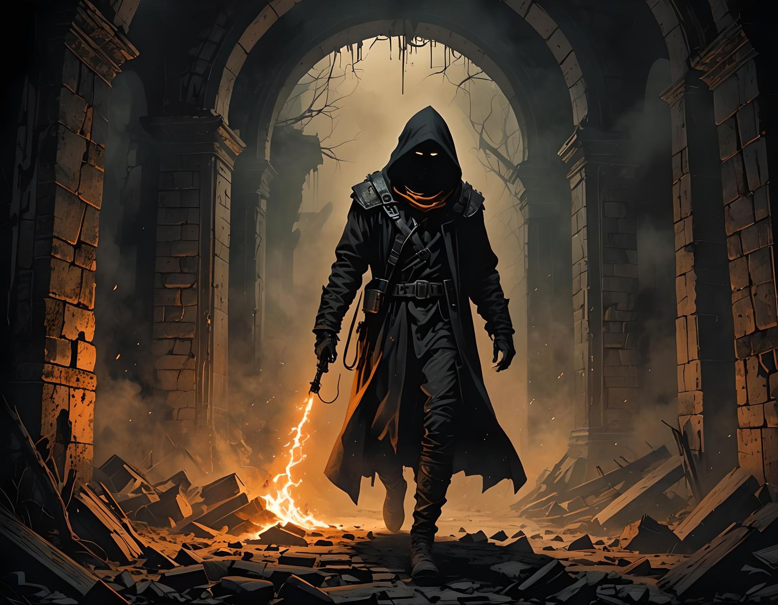 Curiosity led the shivering hooded figure to the eerie light - AI ...