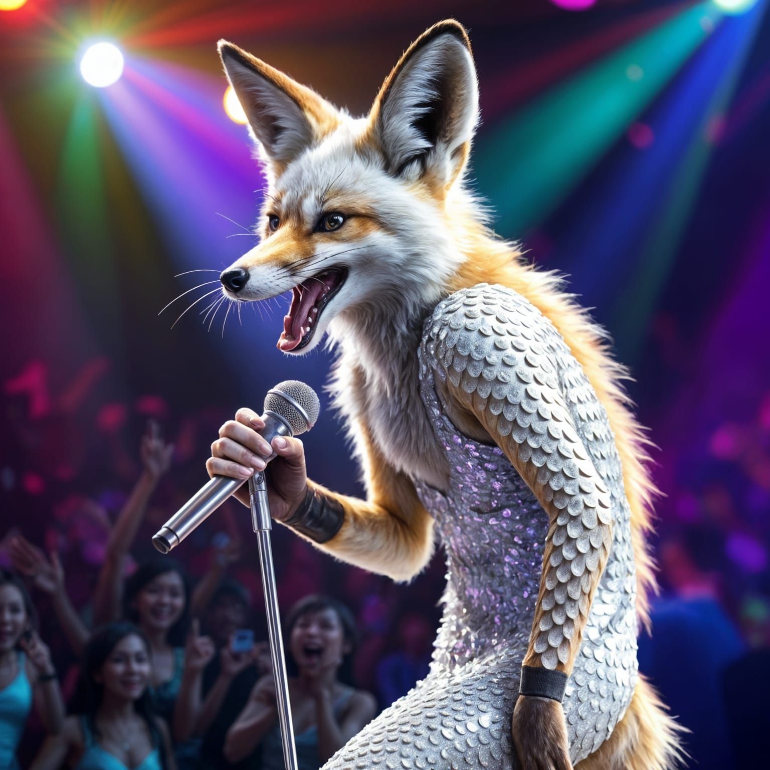Rockin Fox - Singing Fox in Dazzling Sequined Jumpsuit