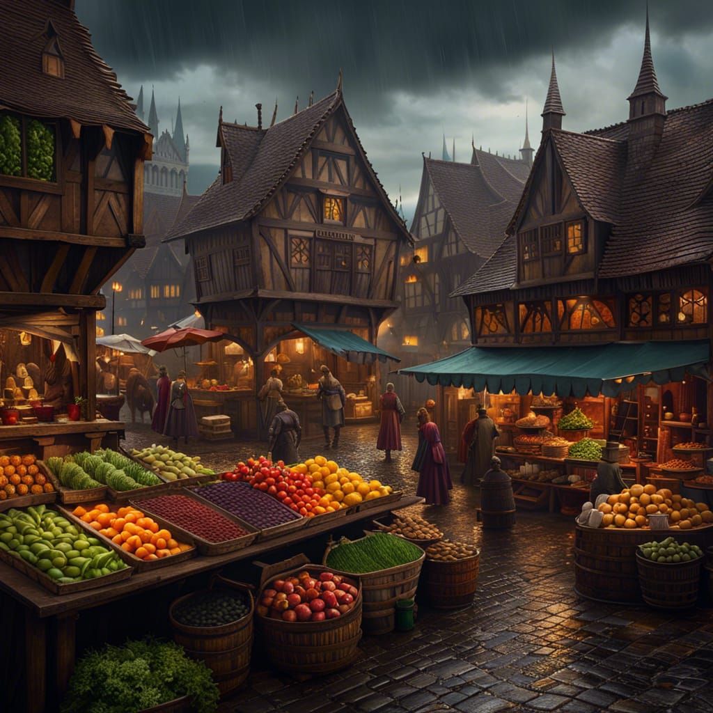 Medieval market - AI Generated Artwork - NightCafe Creator