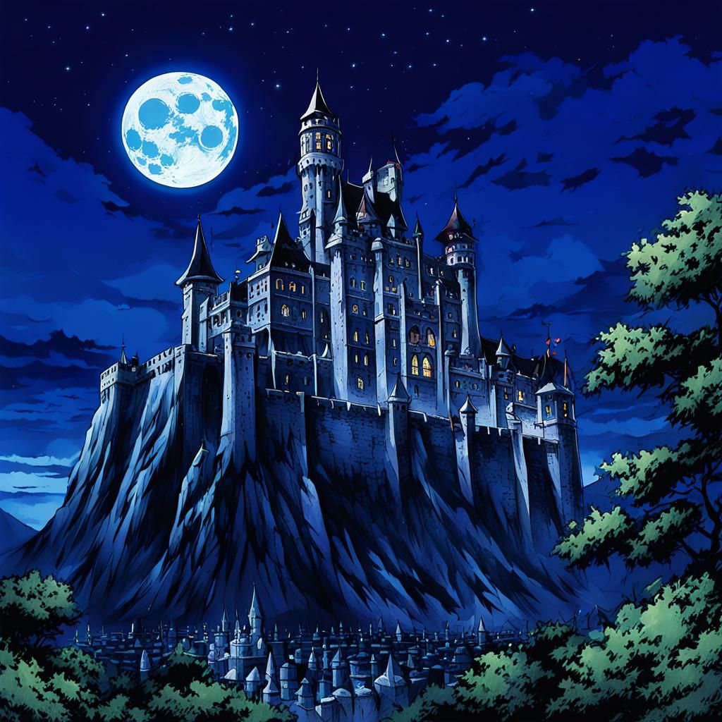 Full.moon over castle Dracula - AI Generated Artwork - NightCafe Creator
