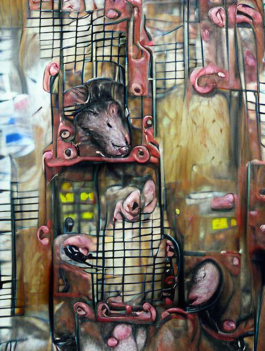 despite all my rage i am still just a rat in a cage detailed painting ...