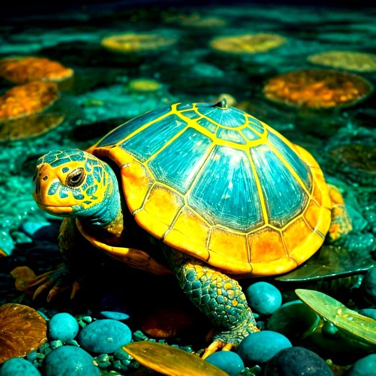 tortuga de color amarillo y azul - Vibrant Yellow and Blue ...