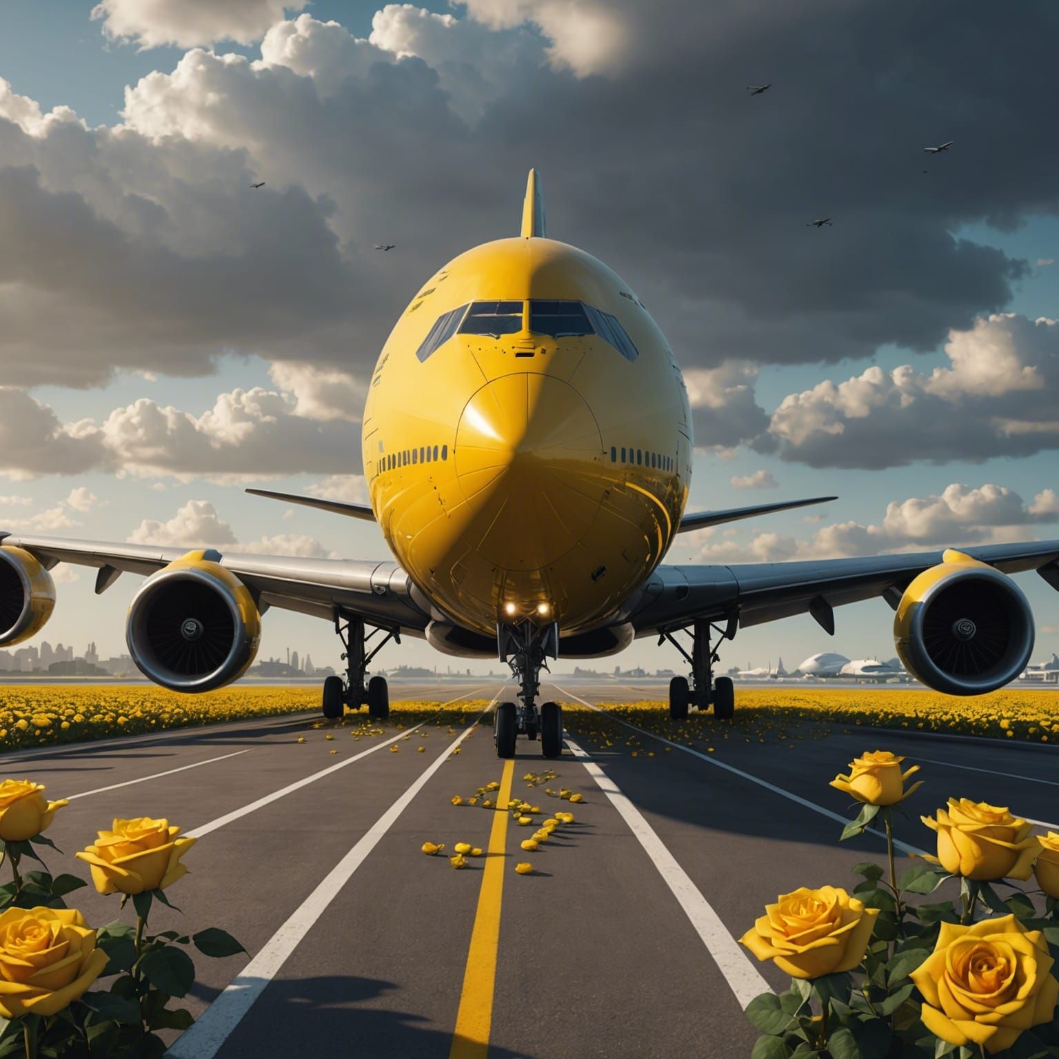 Yellow Boeing 747 - AI Generated Artwork - NightCafe Creator