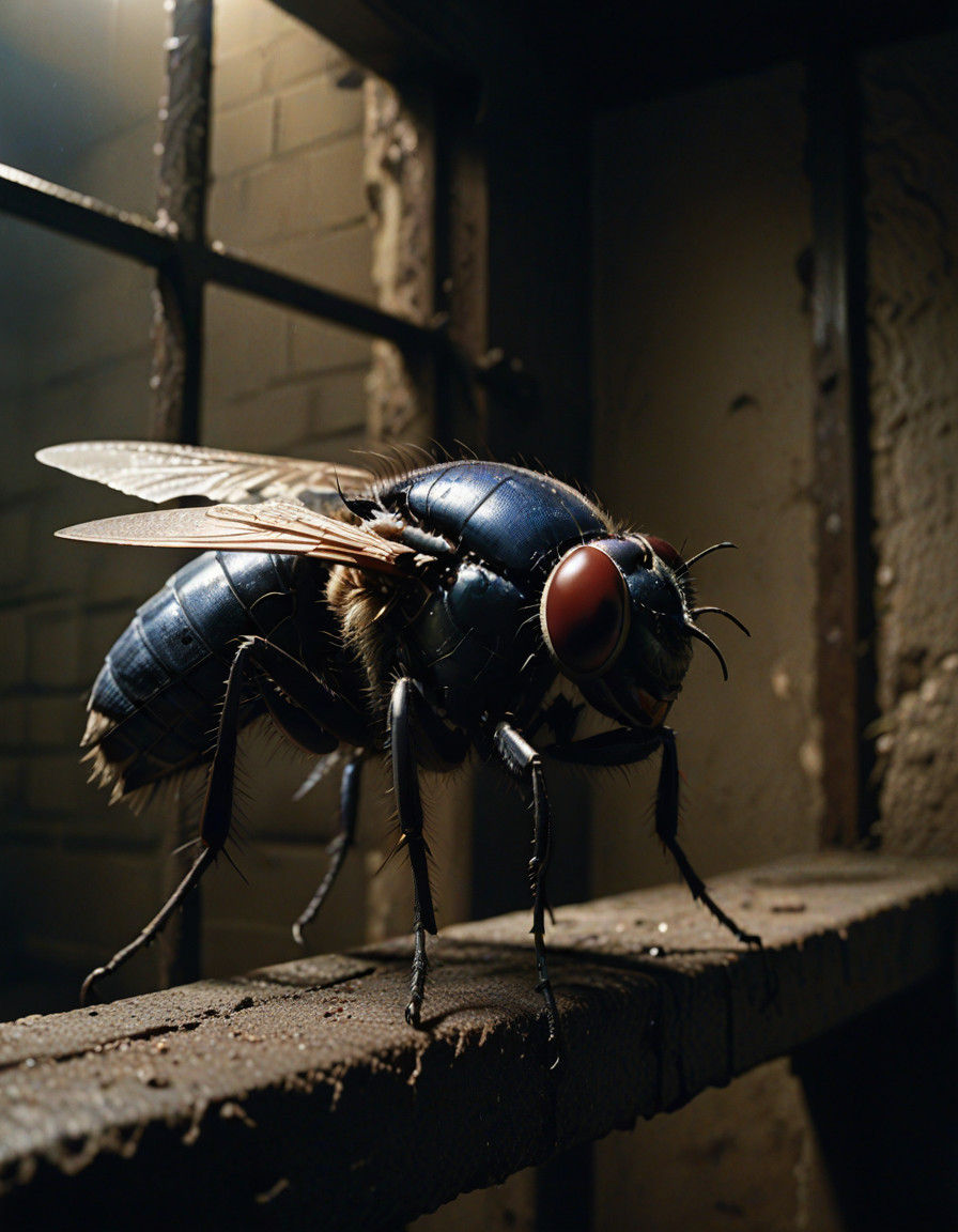 Haunting Vampire Fly in Grim Prison Cell, in Cinem... - AI Art