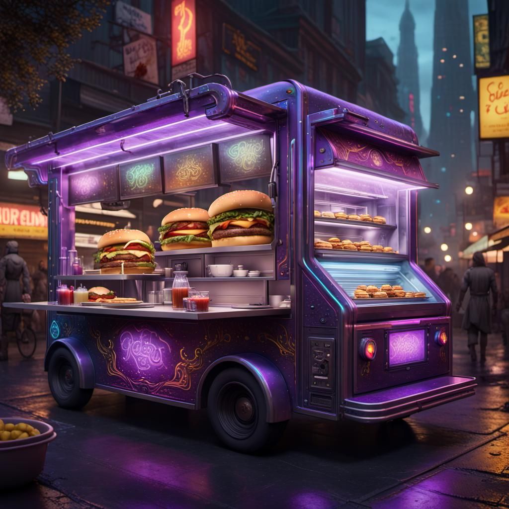Tech-enhanced food truck with holographic menu - AI Generated Artwork ...