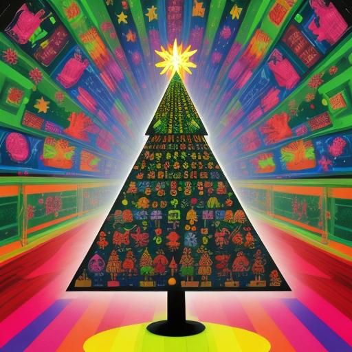 Unconventional Christmas tree made of icons pop art surrealism pop art ...