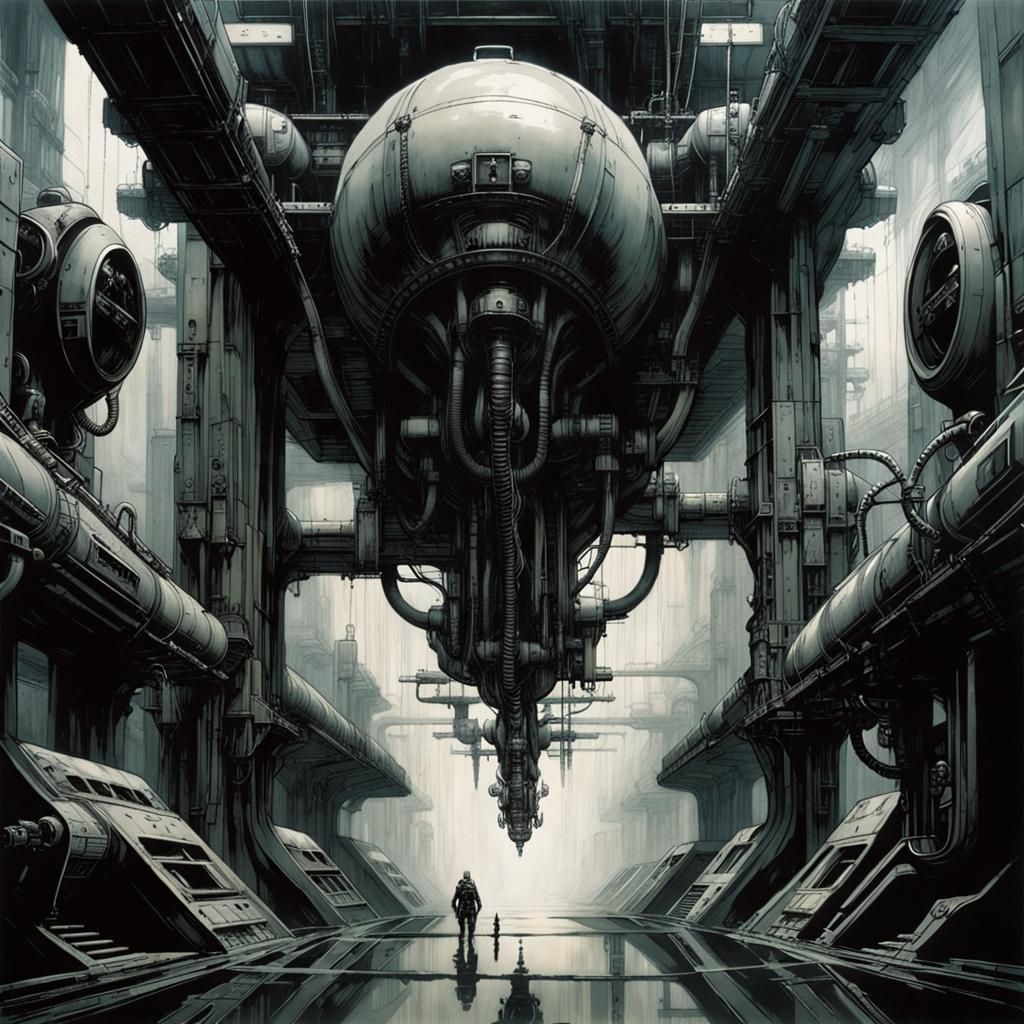 Art by Yoji Shinkawa, H.R. Giger, influenced by 'Signalis' aesthetic, a ...