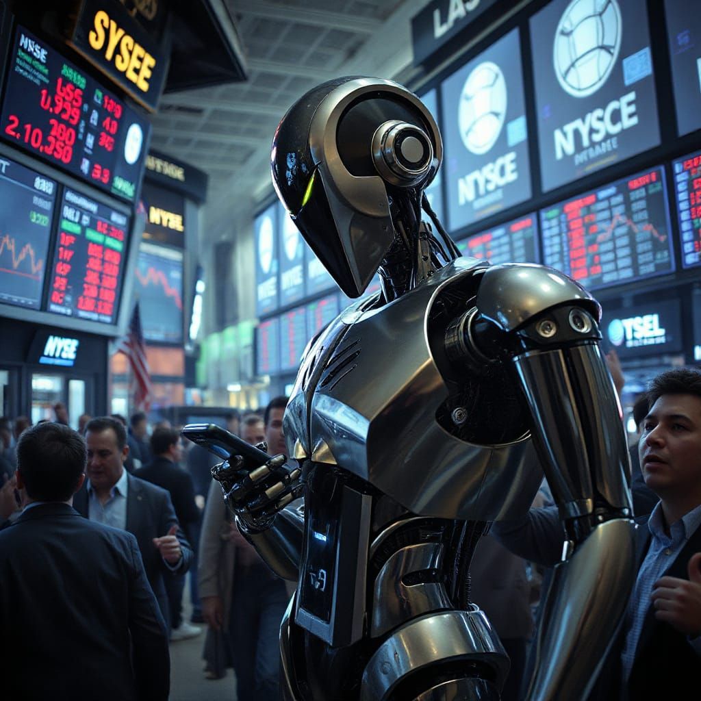 Robot in Chaos: New York Stock Exchange in Dystopi... - AI Art