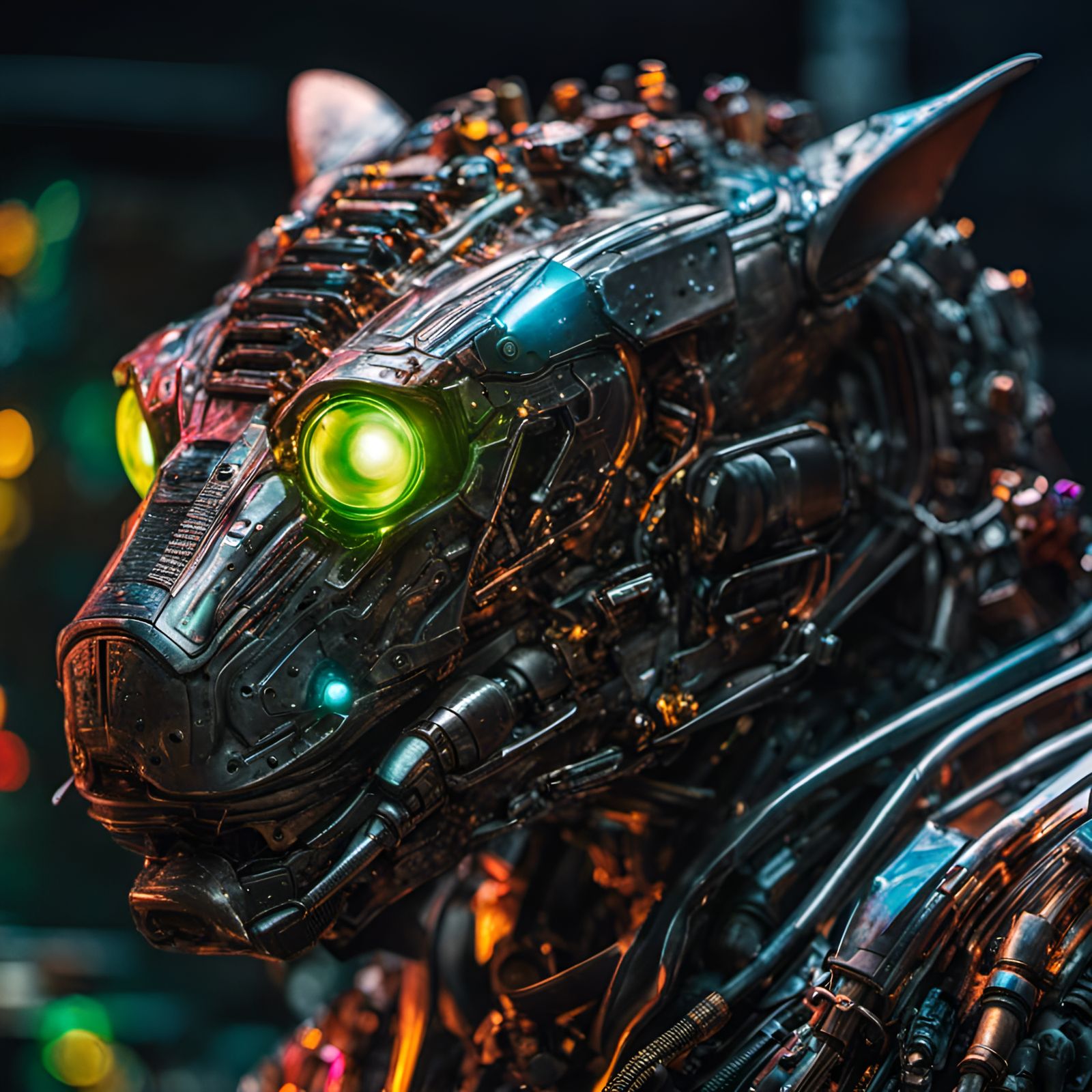 insanely_detailed_robotic cyberpunk artificial animatronic iridescent ...