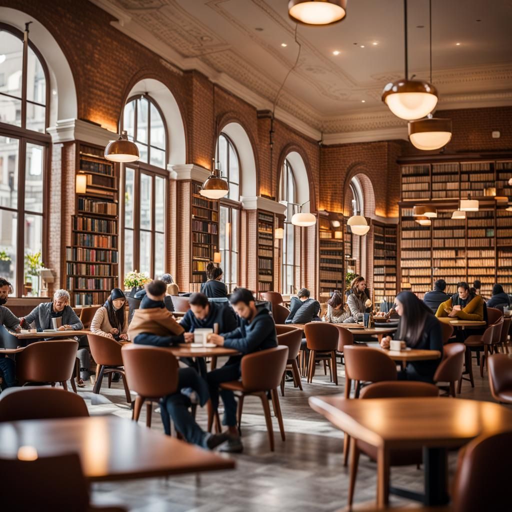 A Library-Cafe - AI Generated Artwork - NightCafe Creator