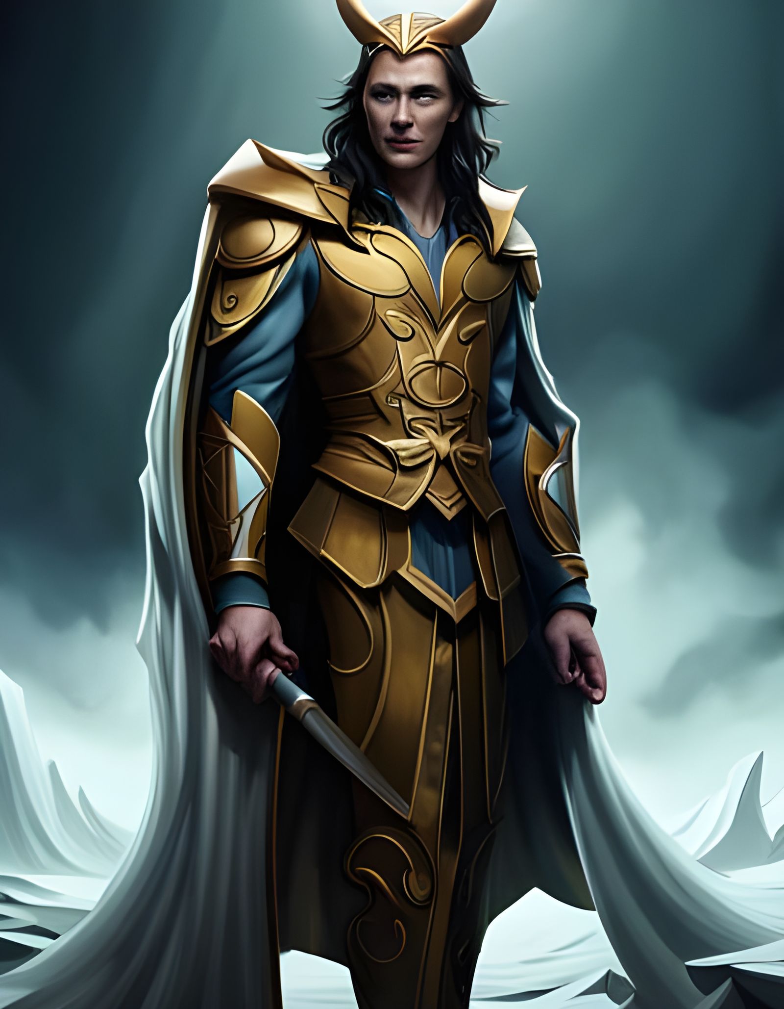 Loki God, Photorealistic, Dark Background, Oil Painting By Greg ...