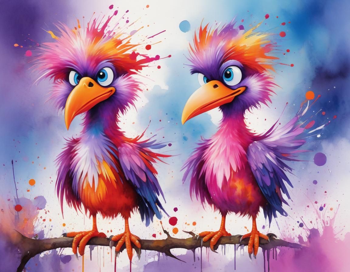 A fluffy, colorful, and grumpy bird. (5) - AI Generated Artwork ...