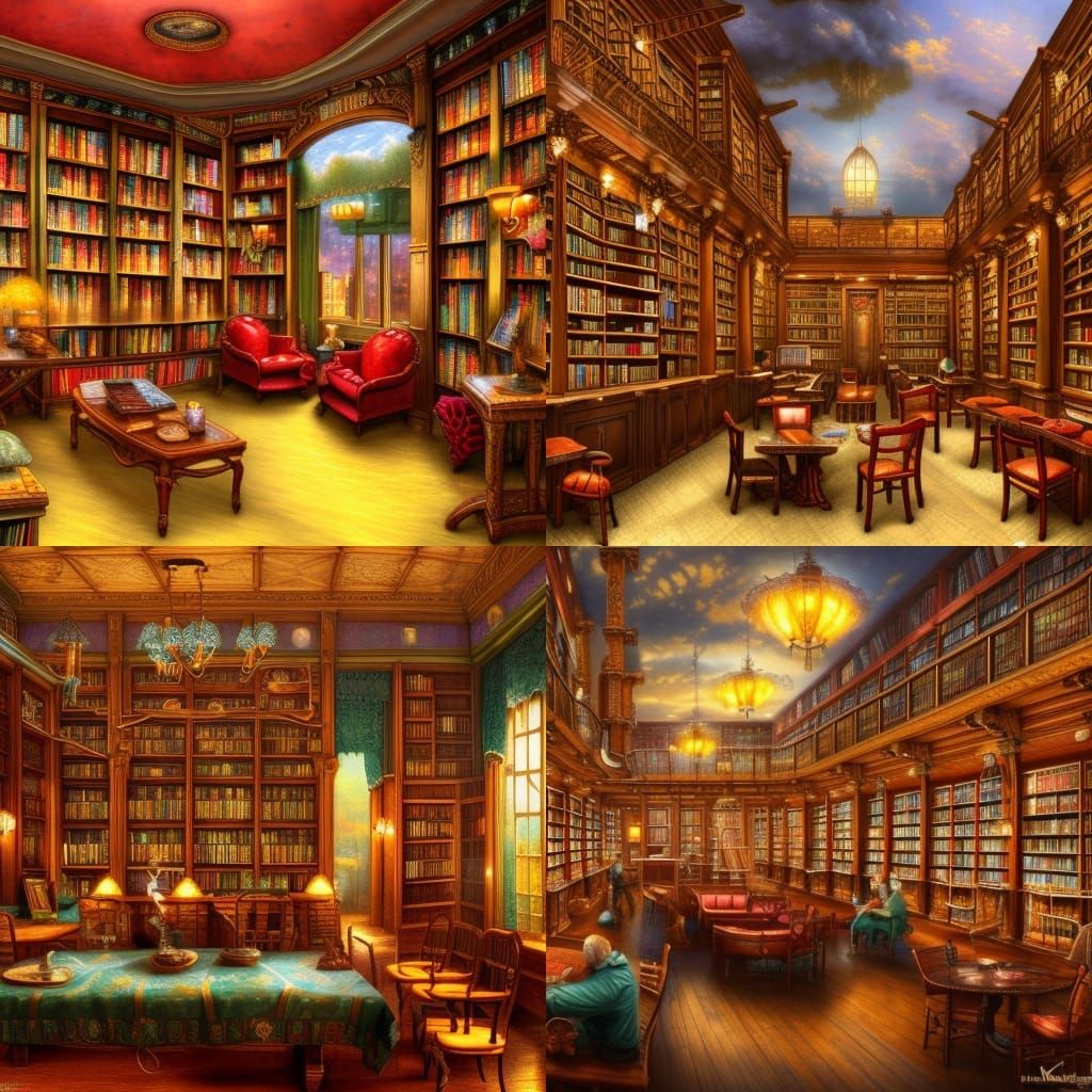 Cozy warm inviting libraries! - AI Generated Artwork - NightCafe Creator