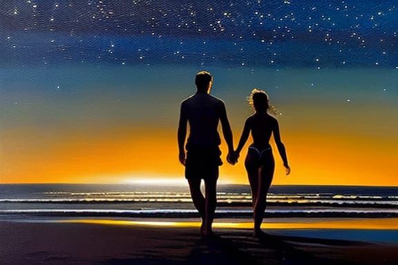 One enchanted evening for a romantic dip - AI Generated Artwork ...