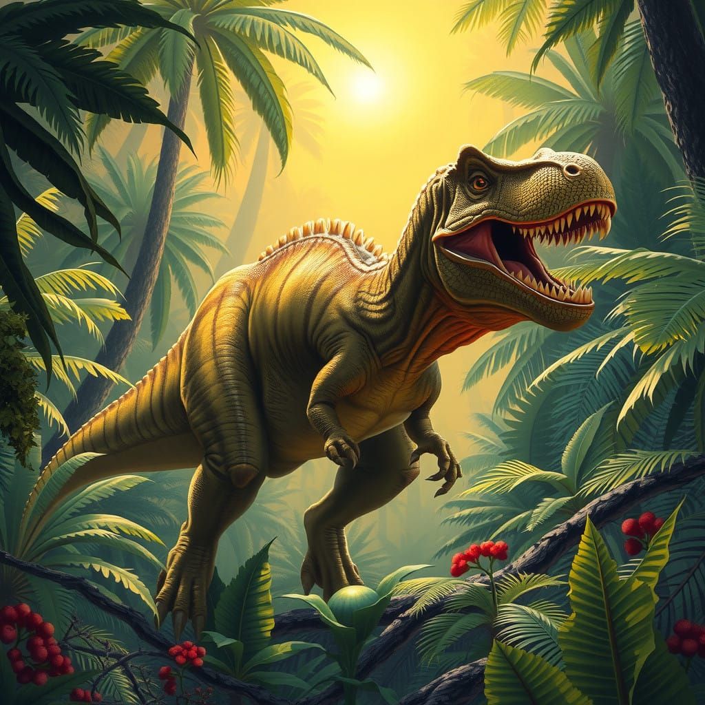 A prehistoric T Rex in a jungle - A prehistoric T Rex in a j...