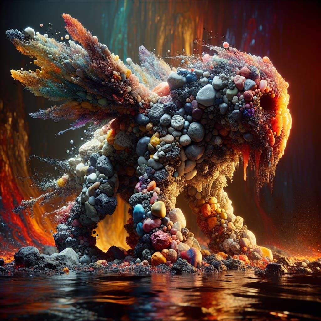 A Rock Creature at the Riverbank - AI Generated Artwork - NightCafe Creator