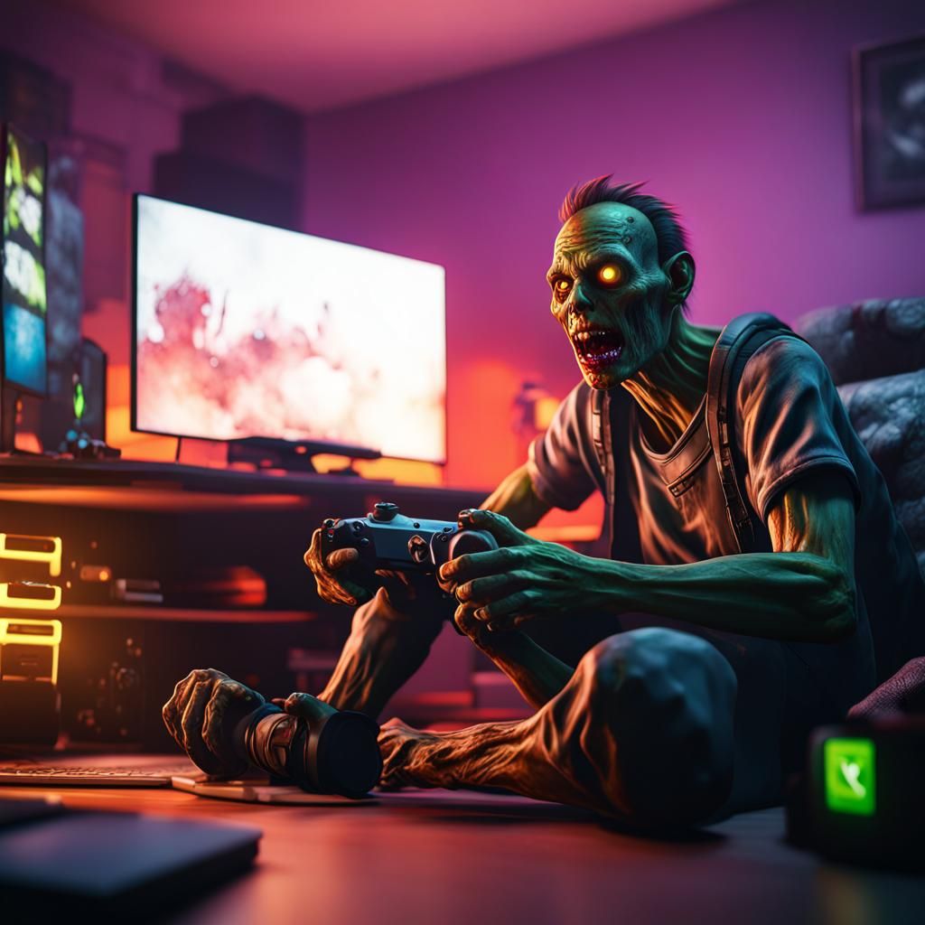 Zombie Gamer - AI Generated Artwork - NightCafe Creator