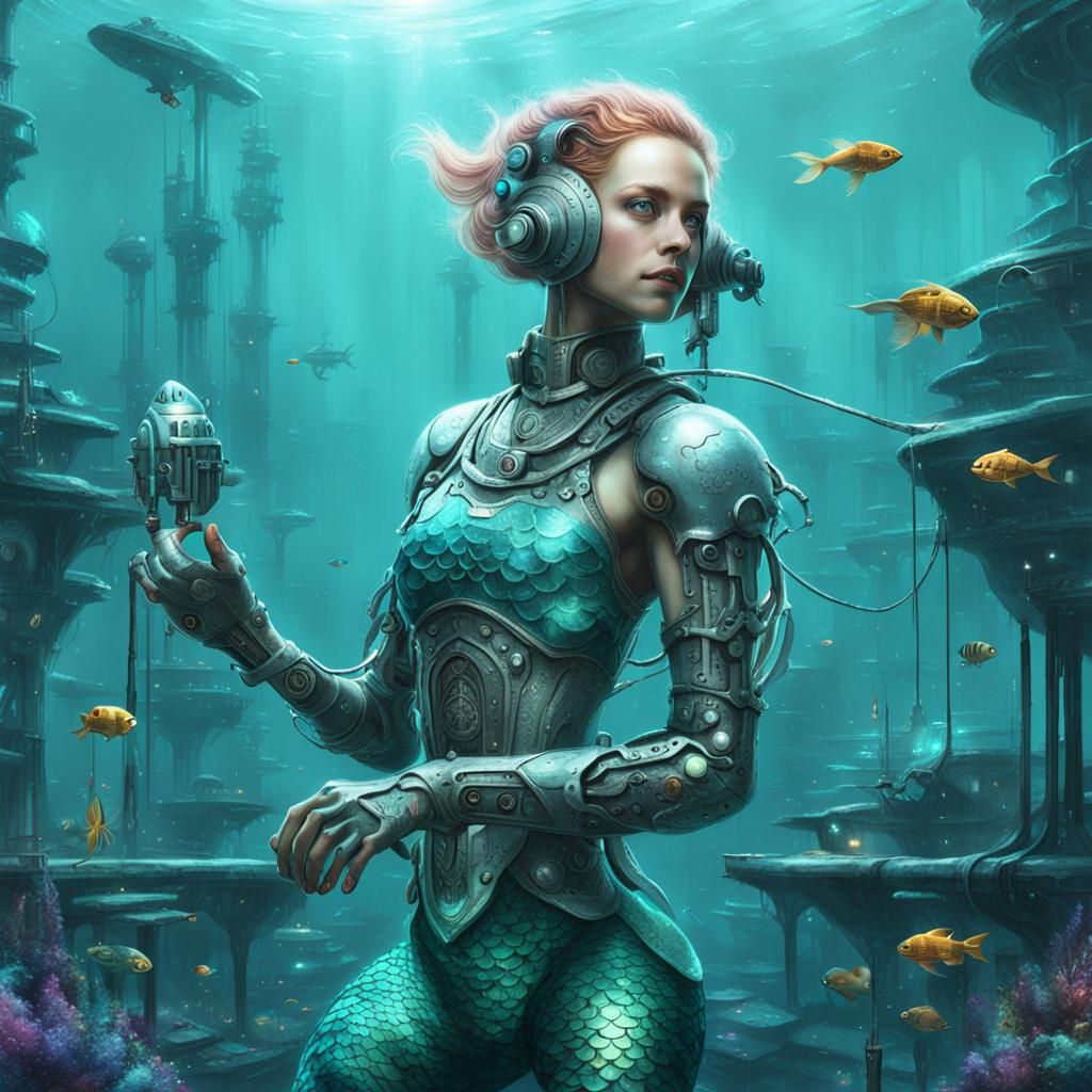 Cyborg Mermaid - AI Generated Artwork - NightCafe Creator
