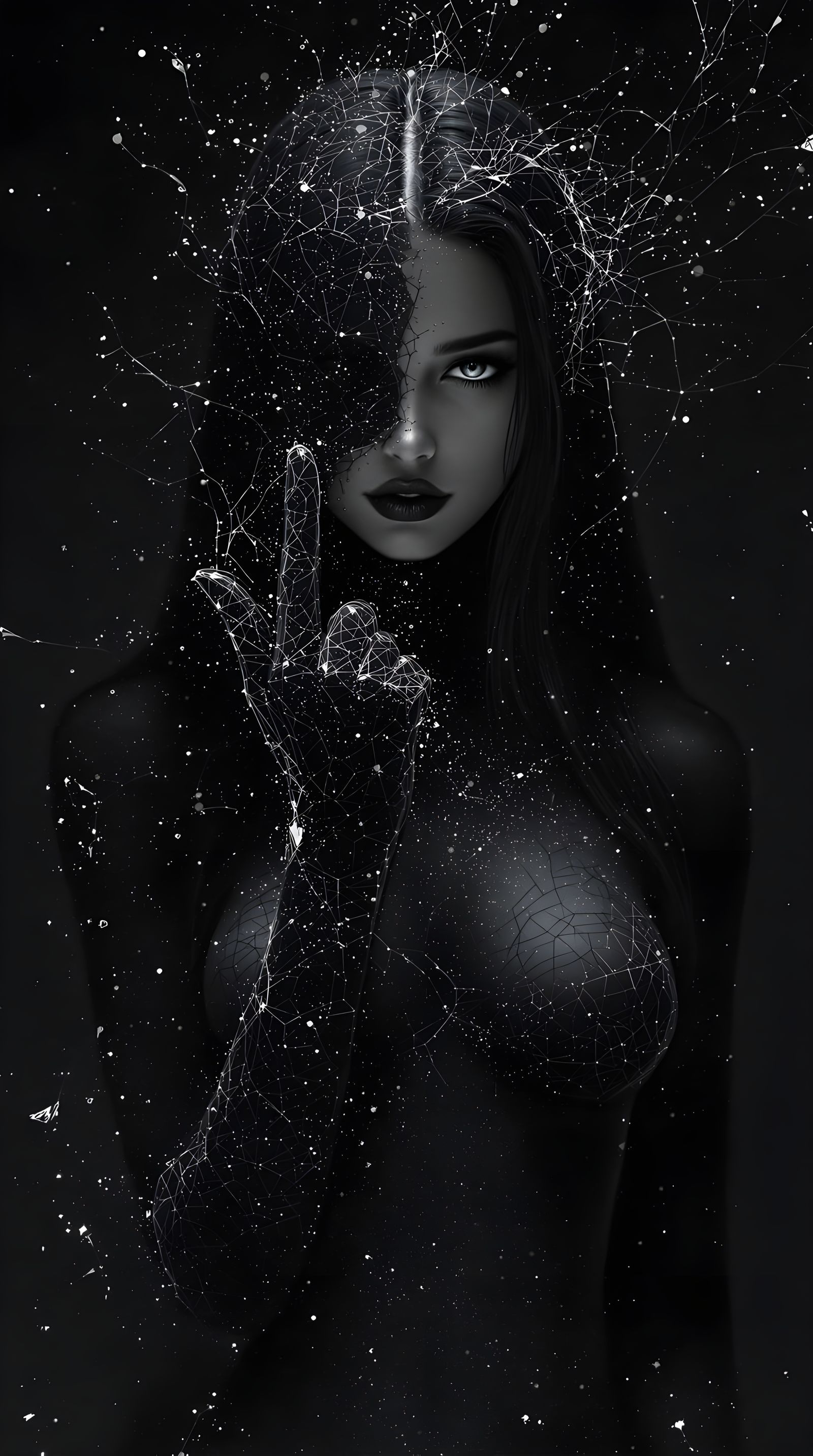 Hyperreal Female Form in Dark Harmony - AI Art