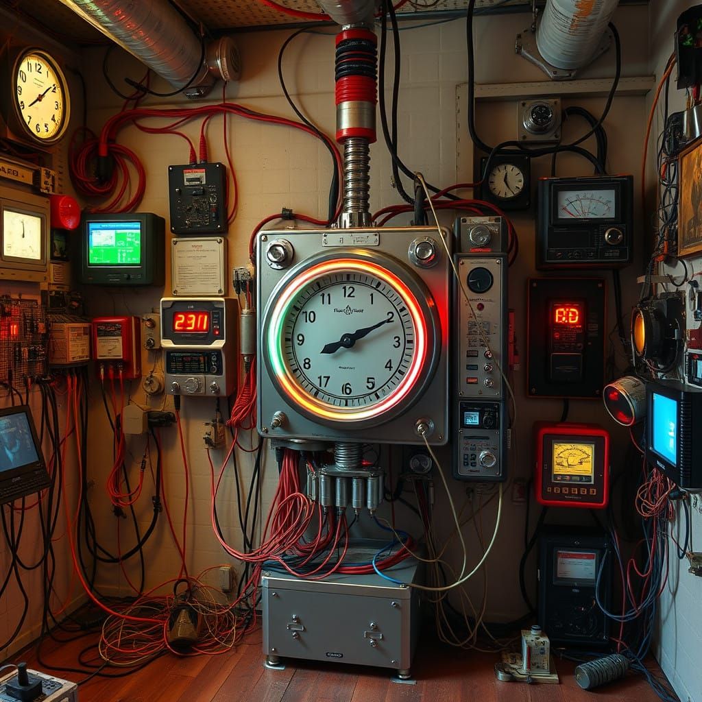Time machine - Time Travel Control Room in Cyberpunk Style