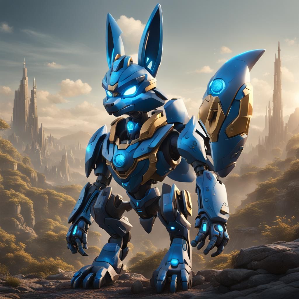 Hyper-realistic mecha Lucario - AI Generated Artwork - NightCafe Creator