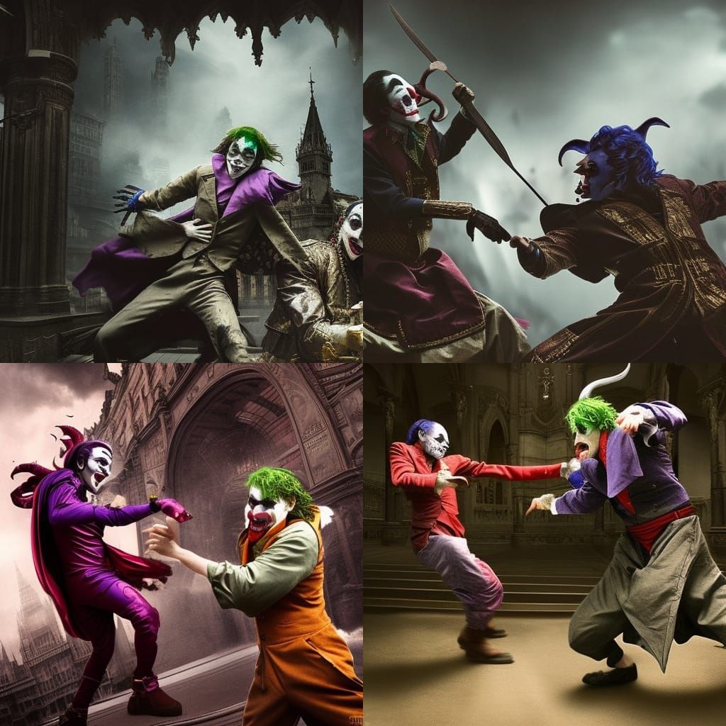 Fight between jester and joker - AI Generated Artwork - NightCafe Creator