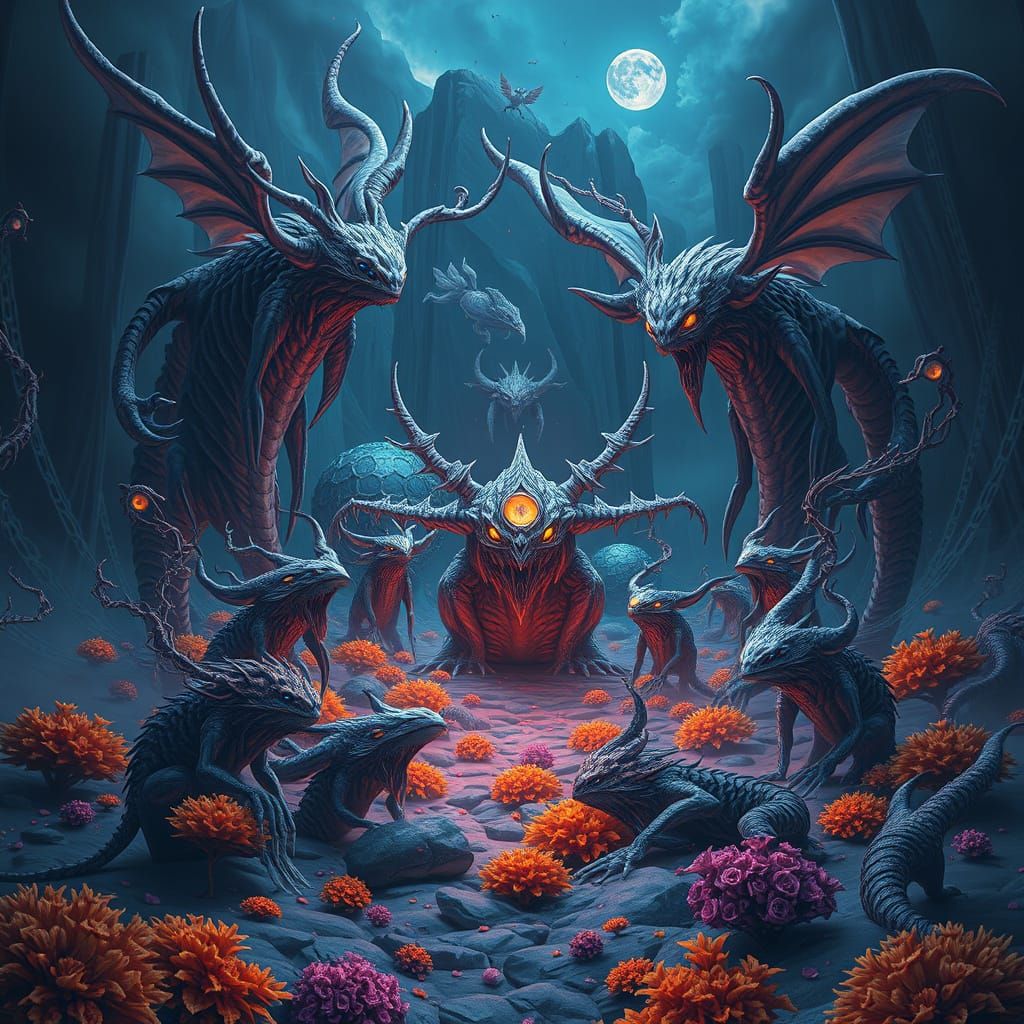 Une illustration de créatures - Fantastical Creatures in a ...