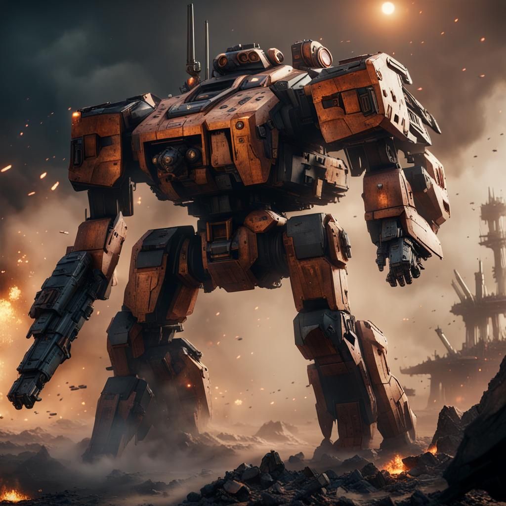 A battlemech in the field - AI Generated Artwork - NightCafe Creator
