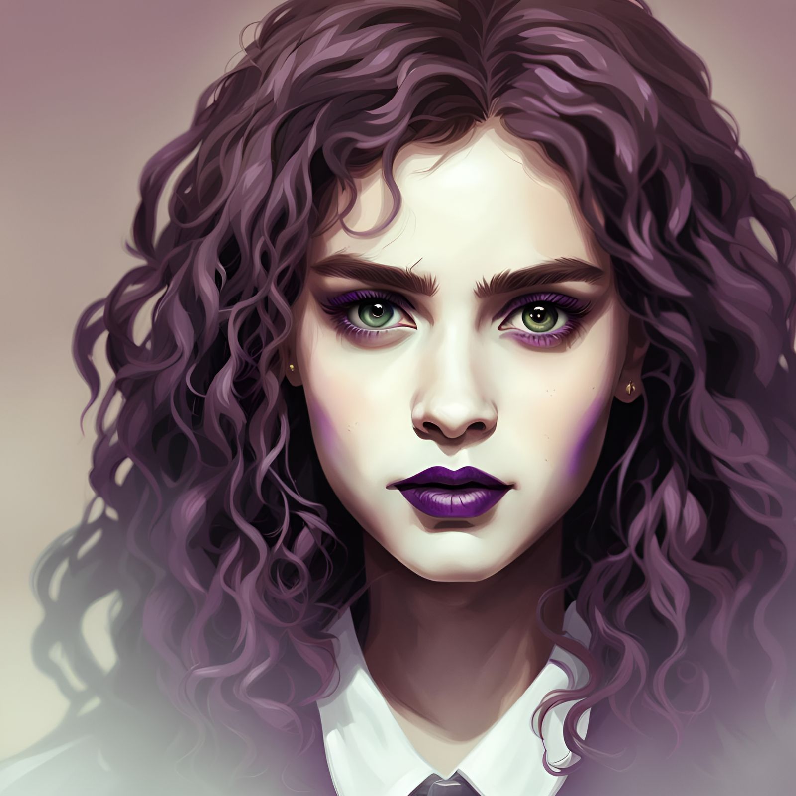 Gothic Hermione Granger from Harry Potter& curly hair& Brown eyes ...