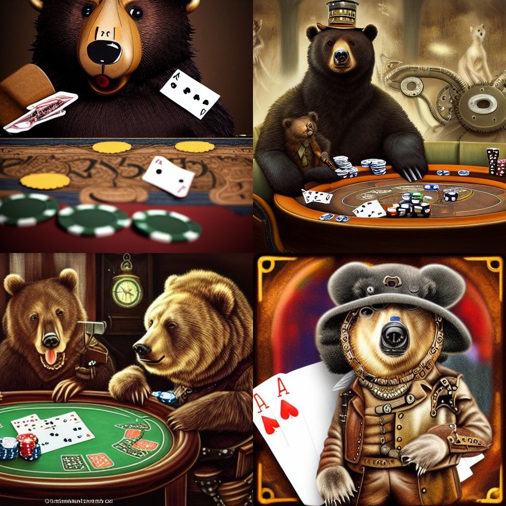 Bear playing poker steampunk - AI Generated Artwork - NightCafe Creator