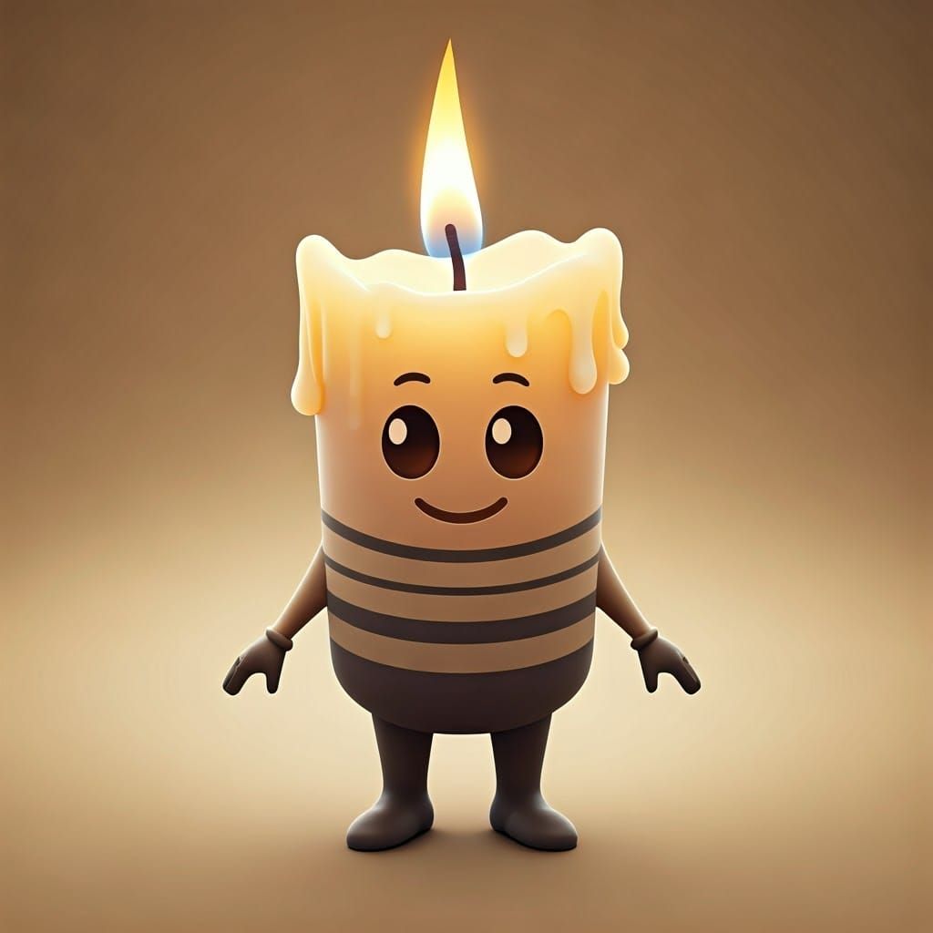 A smiling cartoon candle - Vibrant Cartoon Candle Character ...