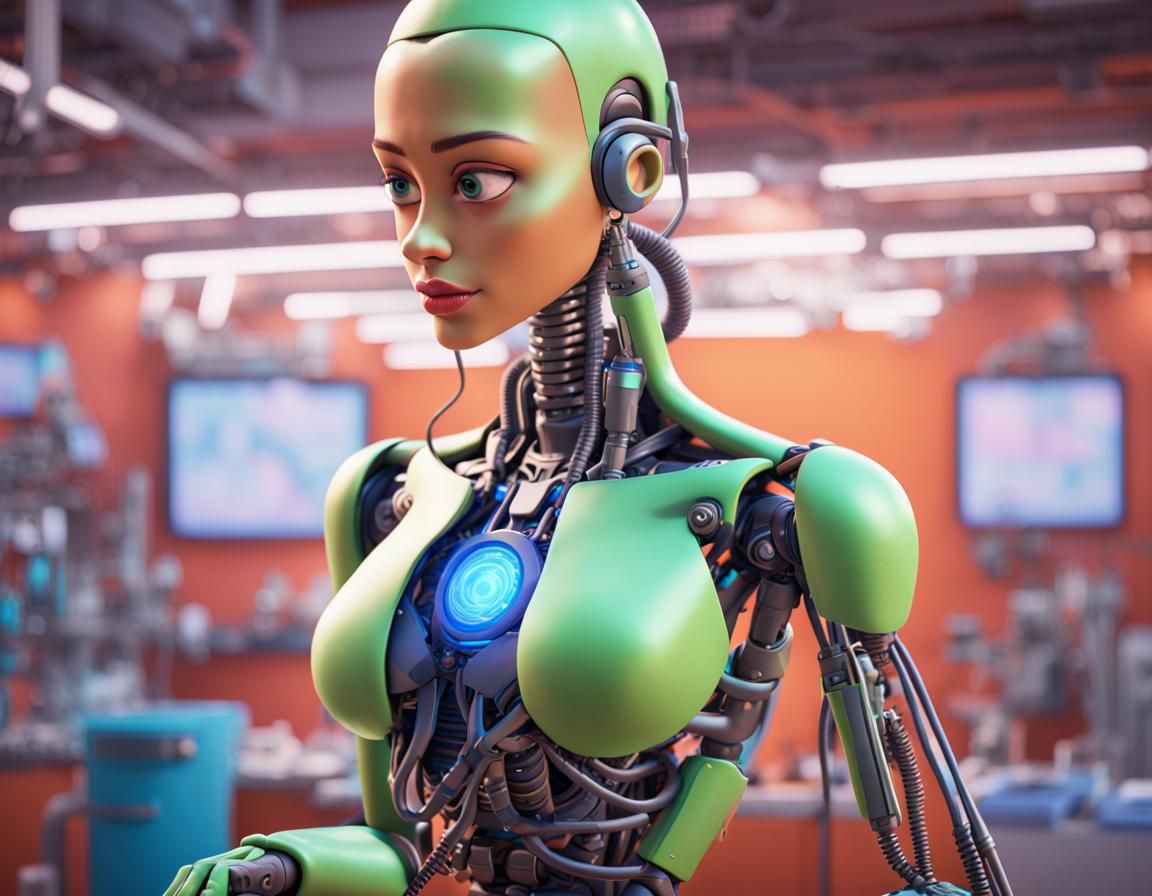 Getting Repairs - Android Being Repaired: Pixar-Style 3D Dig...