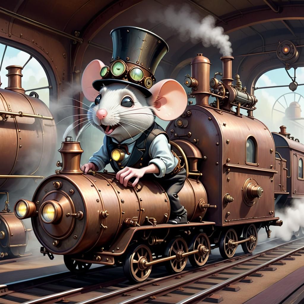 An Anthropomorphic train-driving mice. (Machine boiler:1.3). Hanna ...