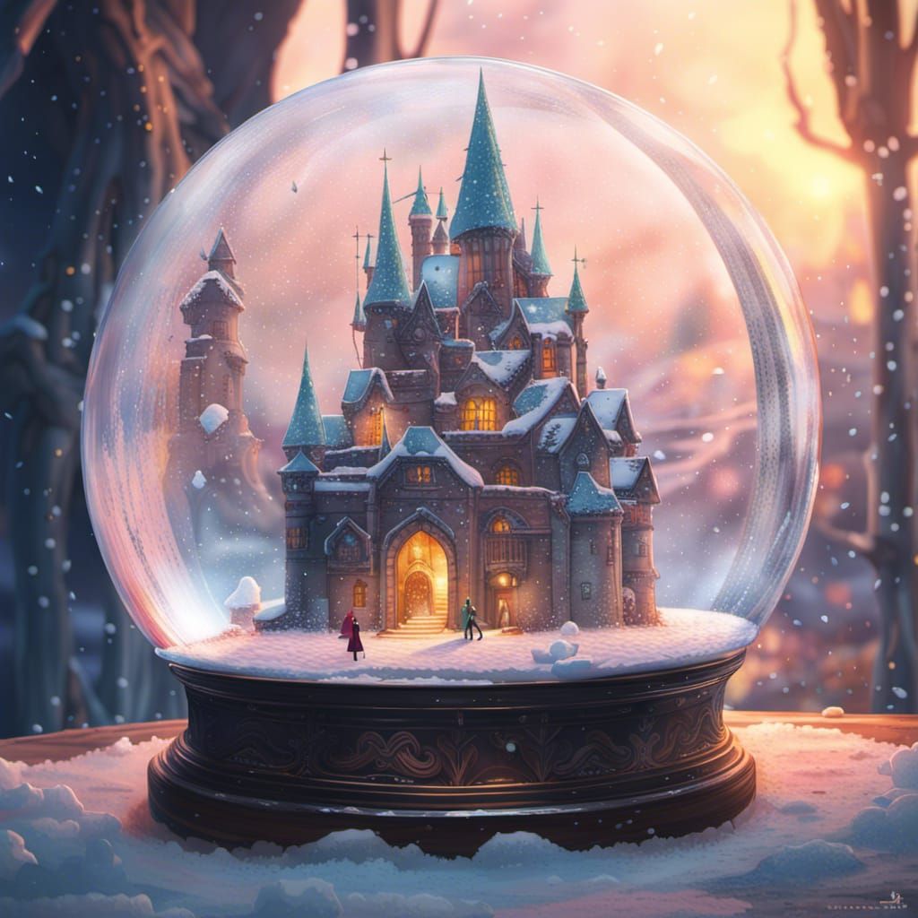 Winterscape Victorian Snow Globe - AI Generated Artwork - NightCafe Creator