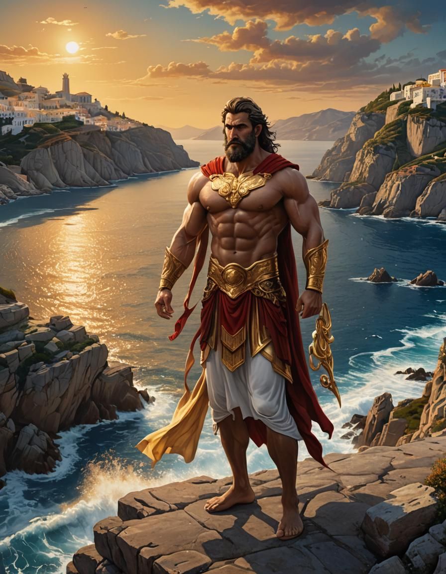 Greek God standing by the Aegean Sea - AI Generated Artwork - NightCafe ...