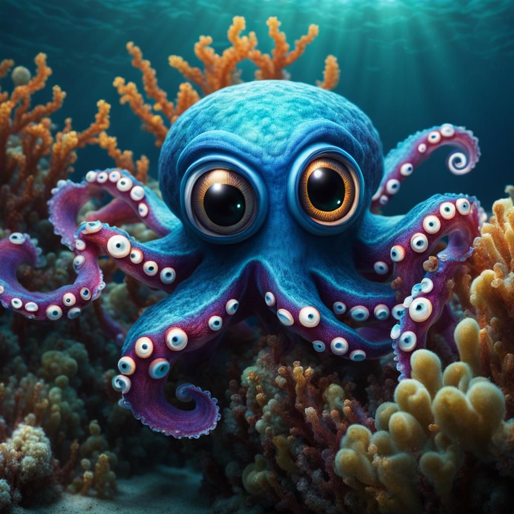 Cute Octopus with Googly Eyes - AI Generated Artwork - NightCafe Creator