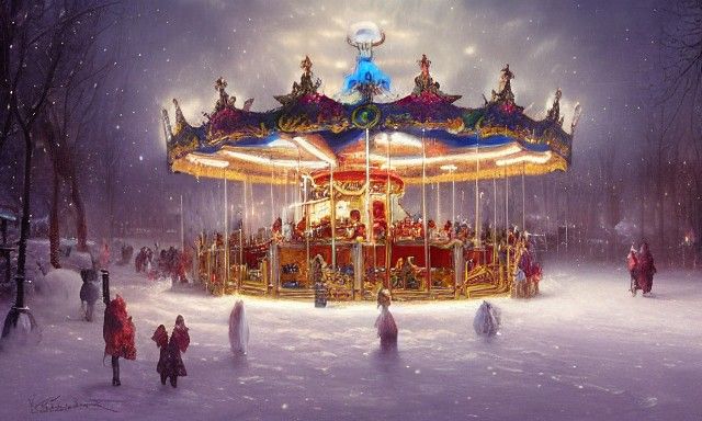 Winter Carousel - AI Generated Artwork - NightCafe Creator