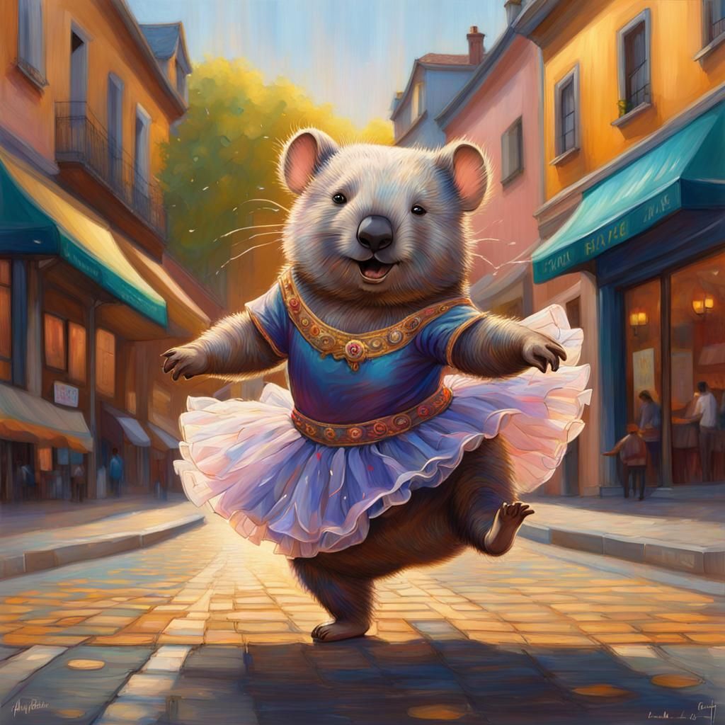 cute wombat girl dancing ballet - AI Generated Artwork - NightCafe Creator