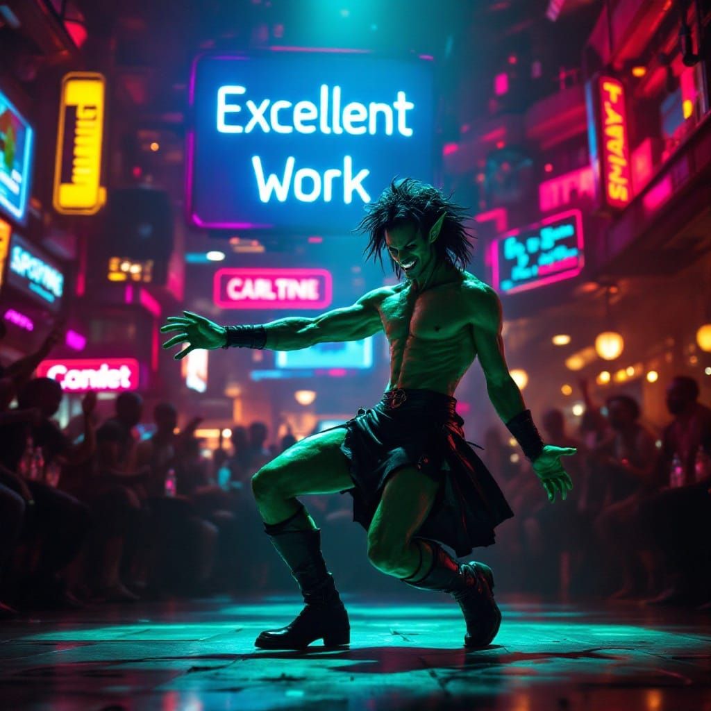 Excellent Work - Orion - Cyberpunk Alien Dancer in Neon Bar