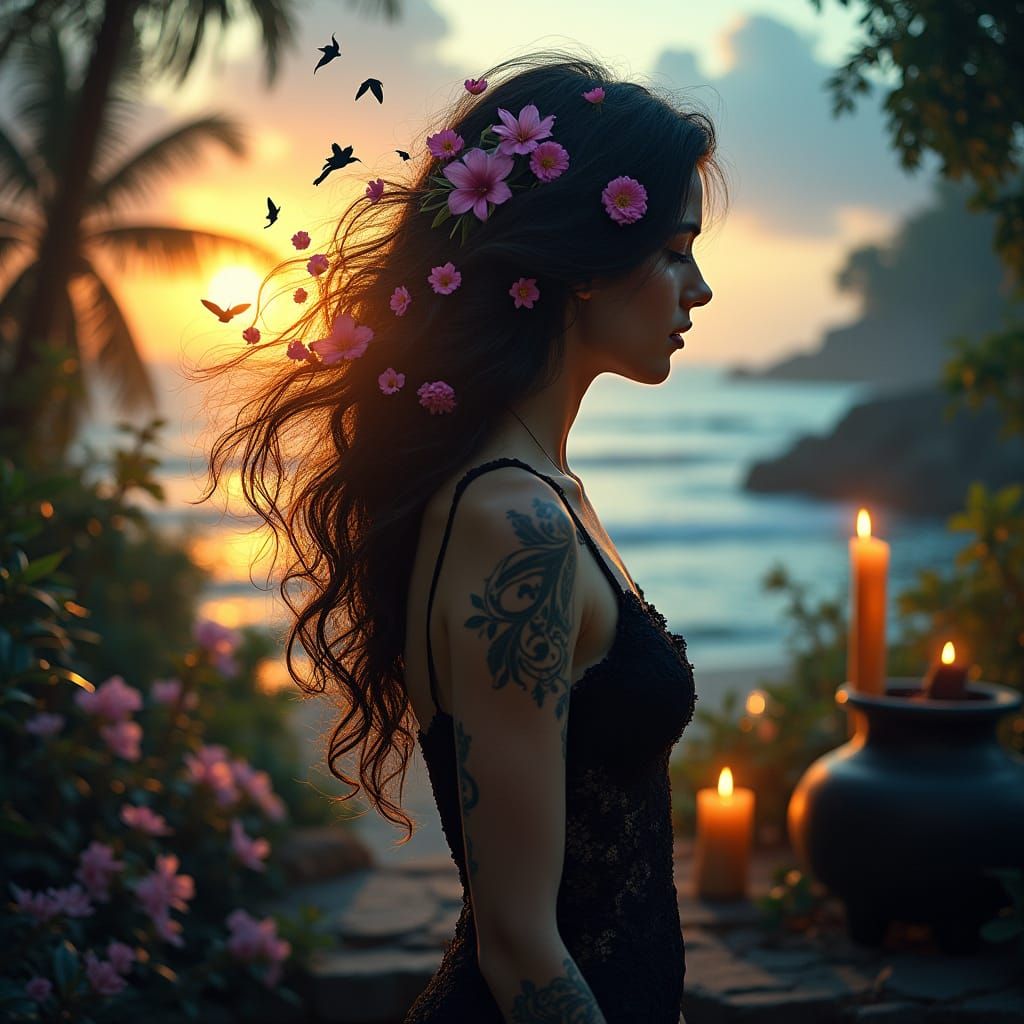 Enchantress in Mystical Bloom - AI Art