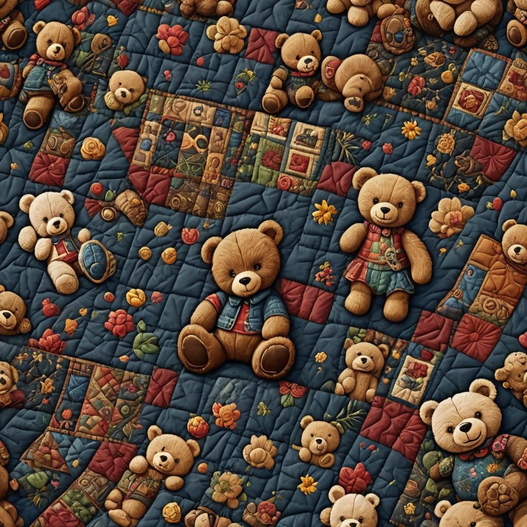 teddy bear quilt - AI Generated Artwork - NightCafe Creator