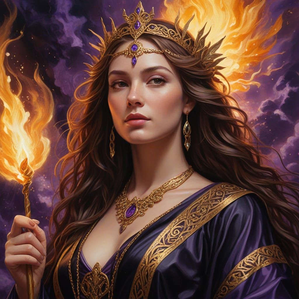 Elemental Goddess Portrait in Fantasy Oil Painting - AI Art