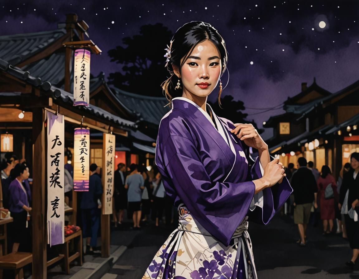 Beautiful Asian Japanese young very woman wearing a purple suit with ...