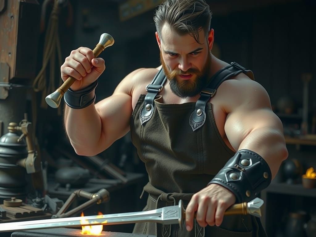 forging a master sword - Medieval Blacksmith Forges Master S...
