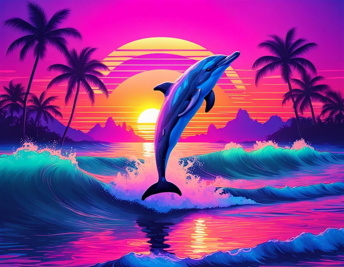 Vaporwave Dolphin - AI Generated Artwork - NightCafe Creator