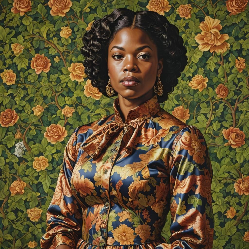 Woman portrait by Kehinde Wiley - Woman Portrait in the Sty...