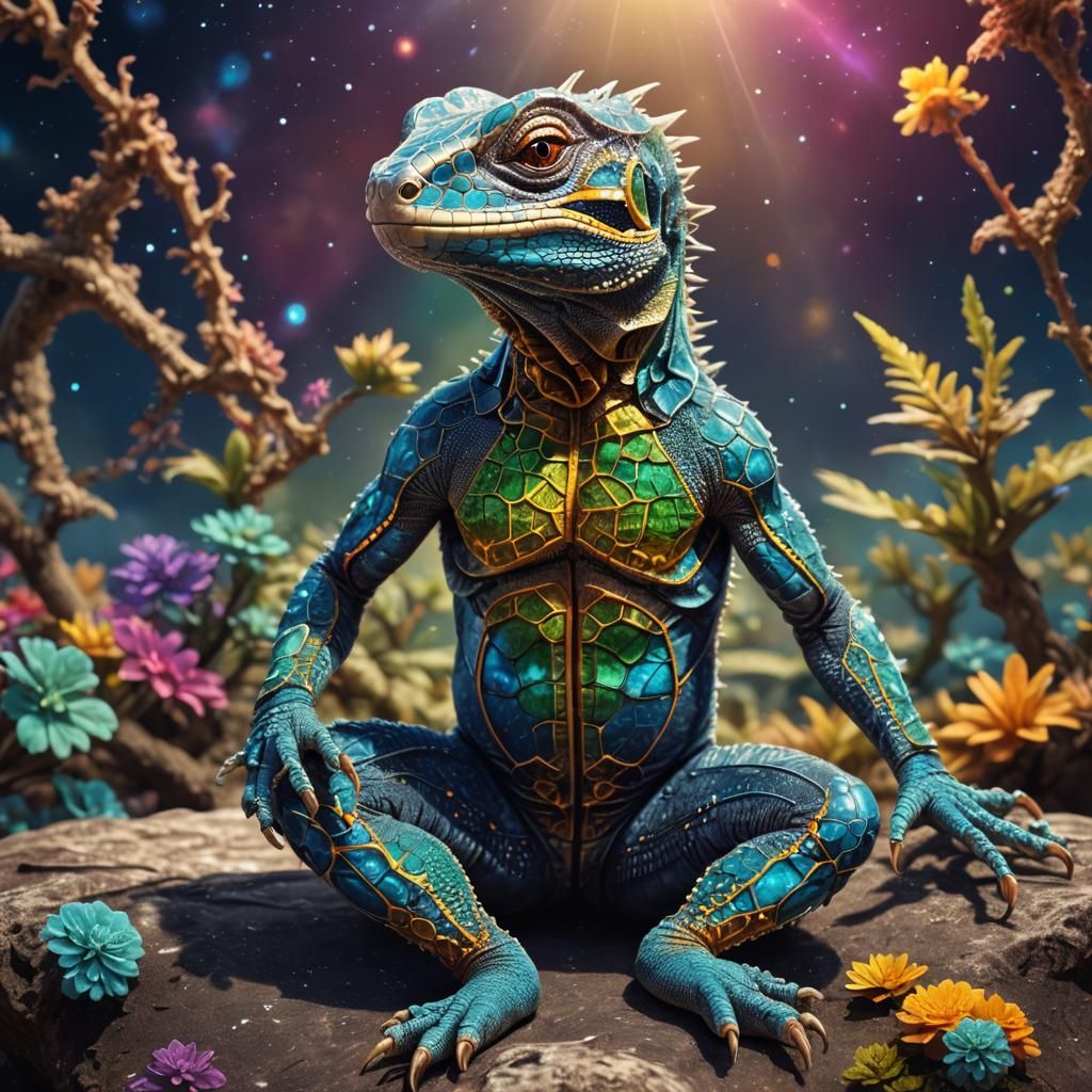Meditating Lizard - AI Generated Artwork - NightCafe Creator