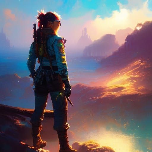 observing the horizon - AI Generated Artwork - NightCafe Creator