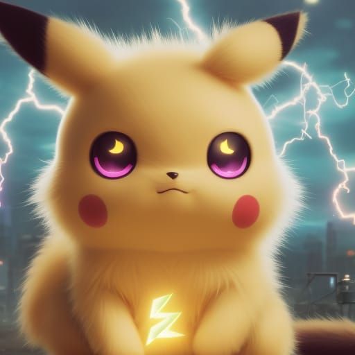 the shot of an adorable pikachu generating electricity; detailed full ...