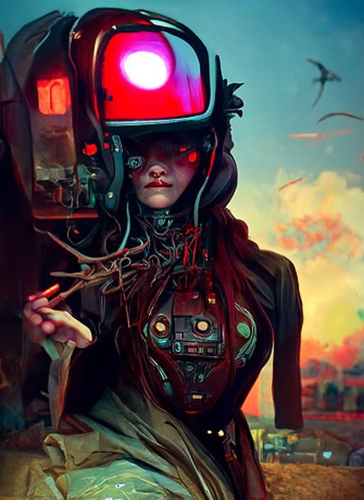 portrait of the the tech witch, cyberpunk, ends of the earth ...